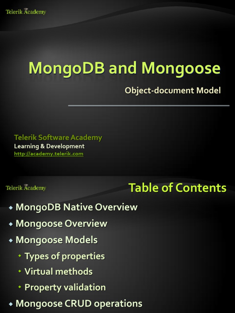MongoDB and Mongoose in NodeJS | PDF | Mongo Db | Software Development