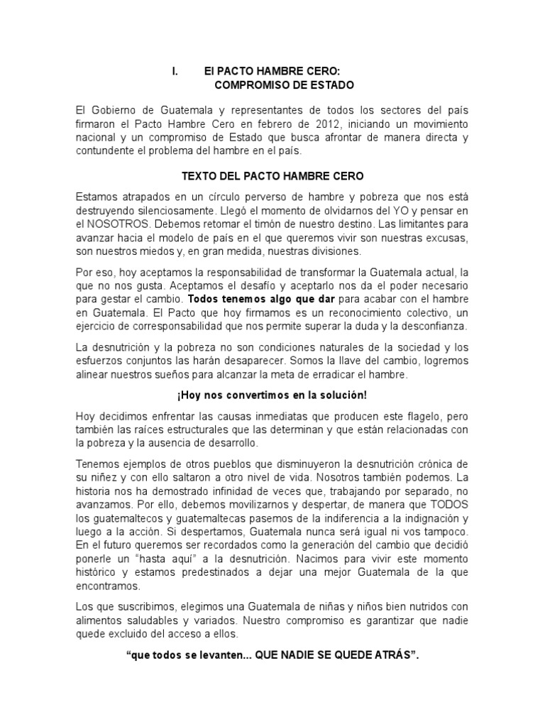 El Pacto Hambre Cero Descargar Gratis Pdf Guatemala Seguridad