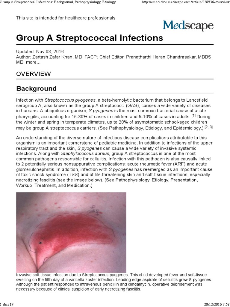 Group A Streptococcal Infections - Background, Pathophysiology ...