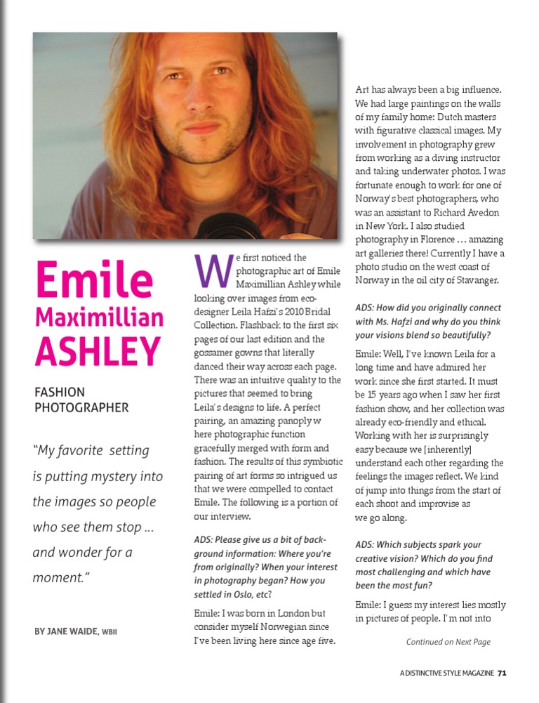 An Interview With Fashion Photographer Emile Ashley, Page 1 | PDF