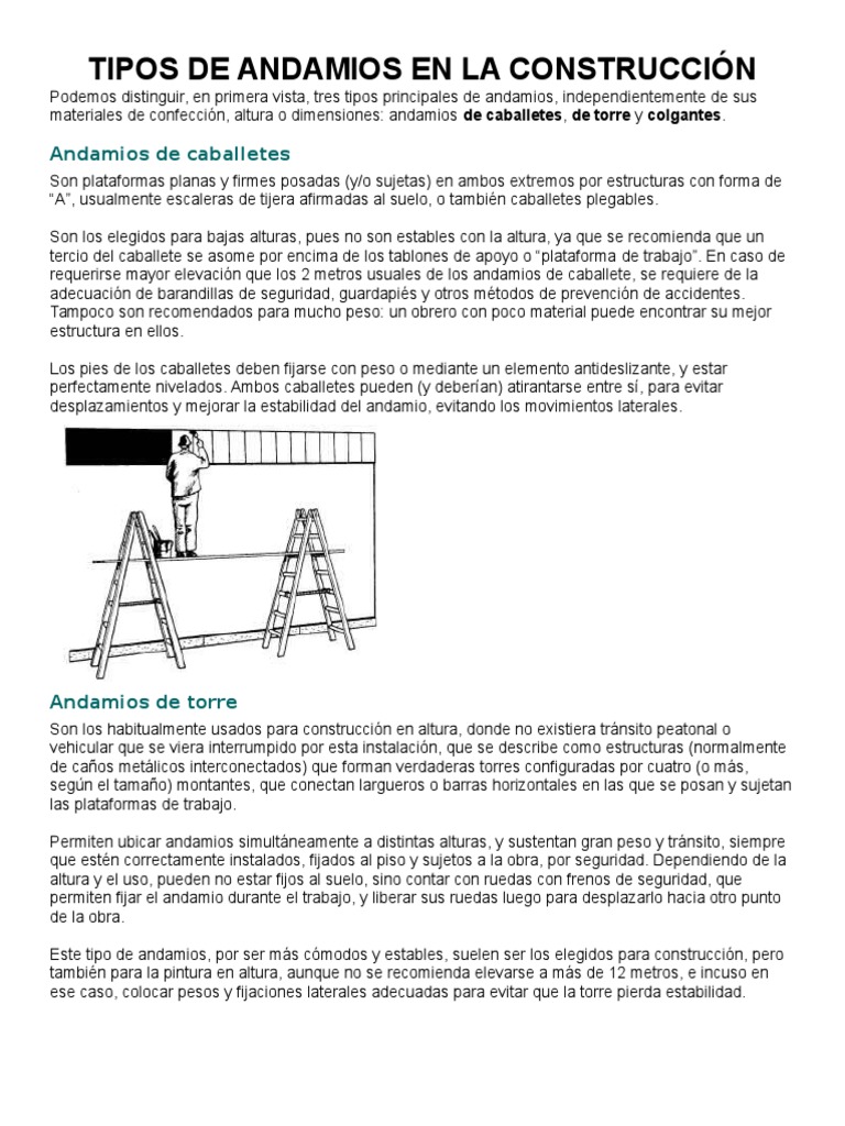 Tipos de Andamios en La Construcción | PDF | Andamio | Torre