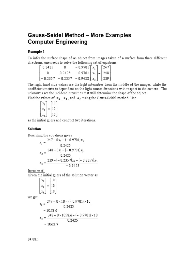 Gauss Seidel Examples Comp | Download Free PDF | Analysis ...
