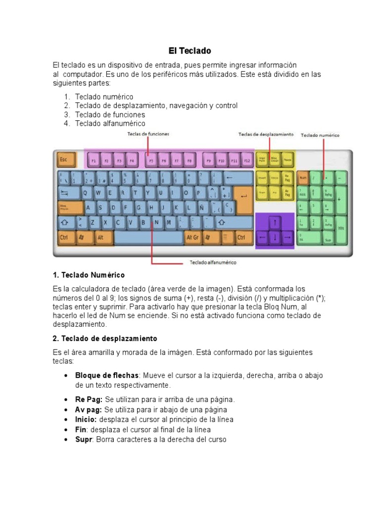 El Teclado y Sus Partes | PDF | Teclado | Informática