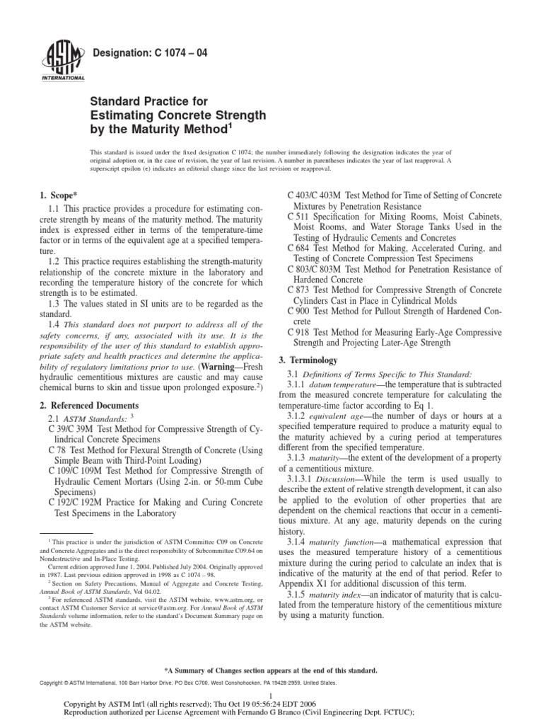 Astm C 1074-04 | PDF | Concrete | Celsius