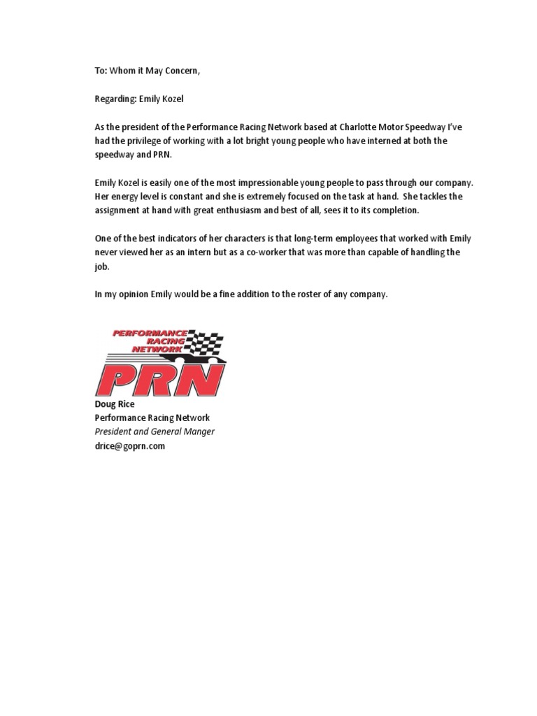 Recc Letter From Doug Rice | PDF | Business | Self-Improvement