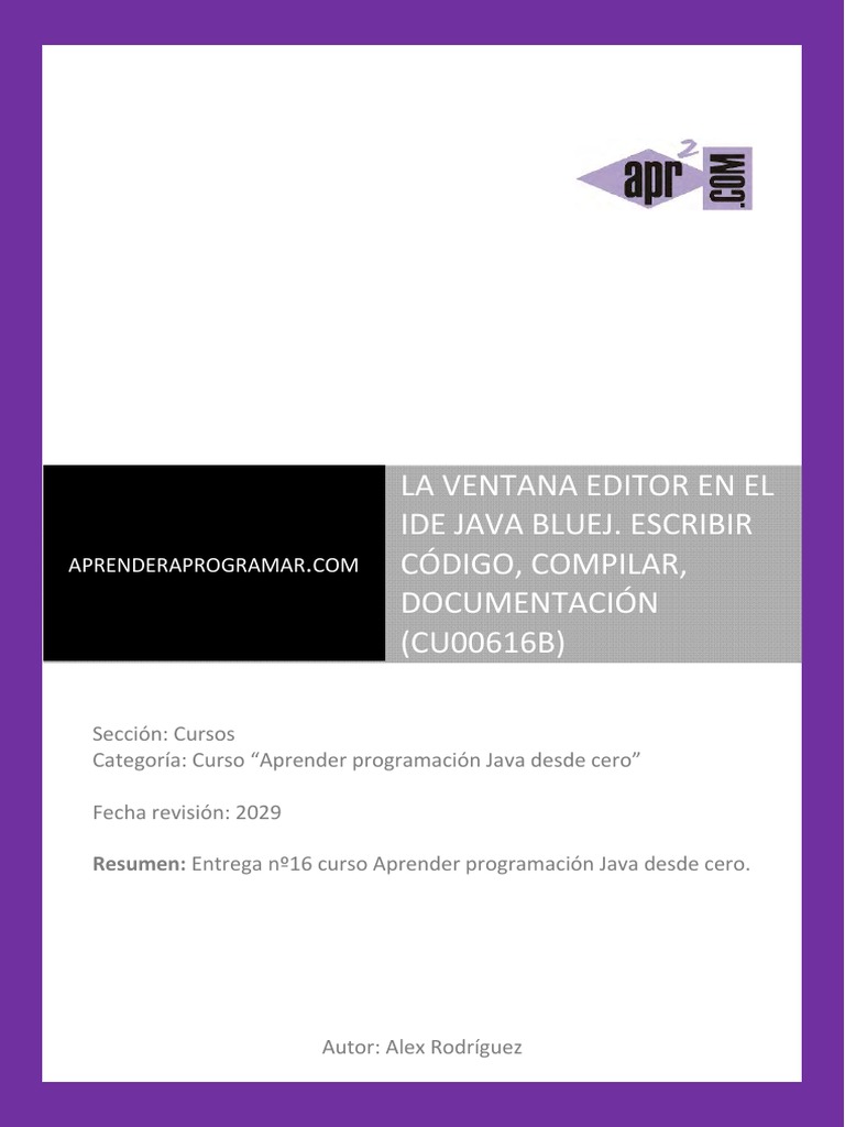 CU00616B Ventana Editor Bluej Codigo Compilar Debugger Documentacion ...