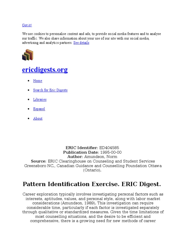 Pattern Identification Exercise. ERIC Digest.: Got It! | PDF | Inquiry ...