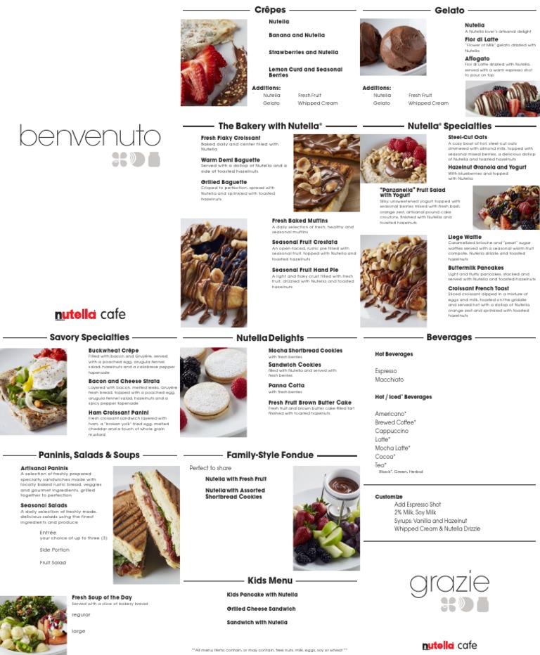 Nutella Cafe Menu | PDF | Pancake | Salad
