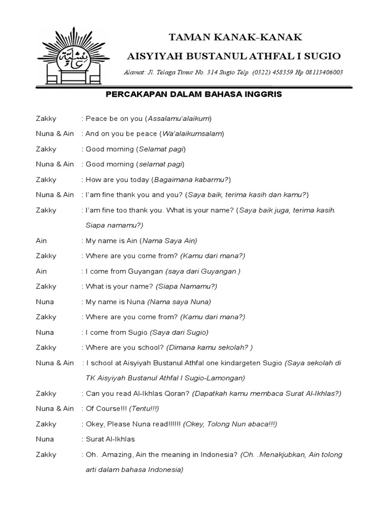 Percakapan Bahasa Inggris | PDF