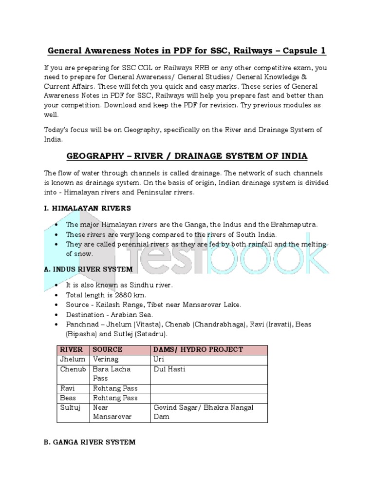 Drainage System of India PDF | PDF | Indus River | Environment