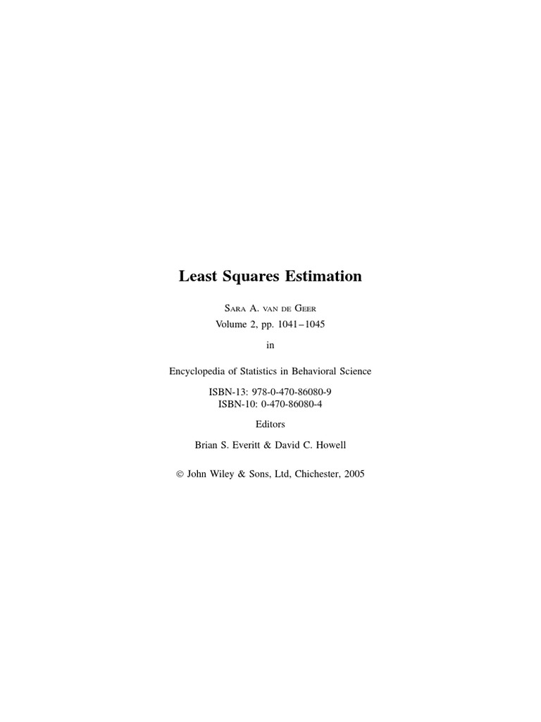 Least Squares Estimation PDF | PDF | Ordinary Least Squares | Least Squares
