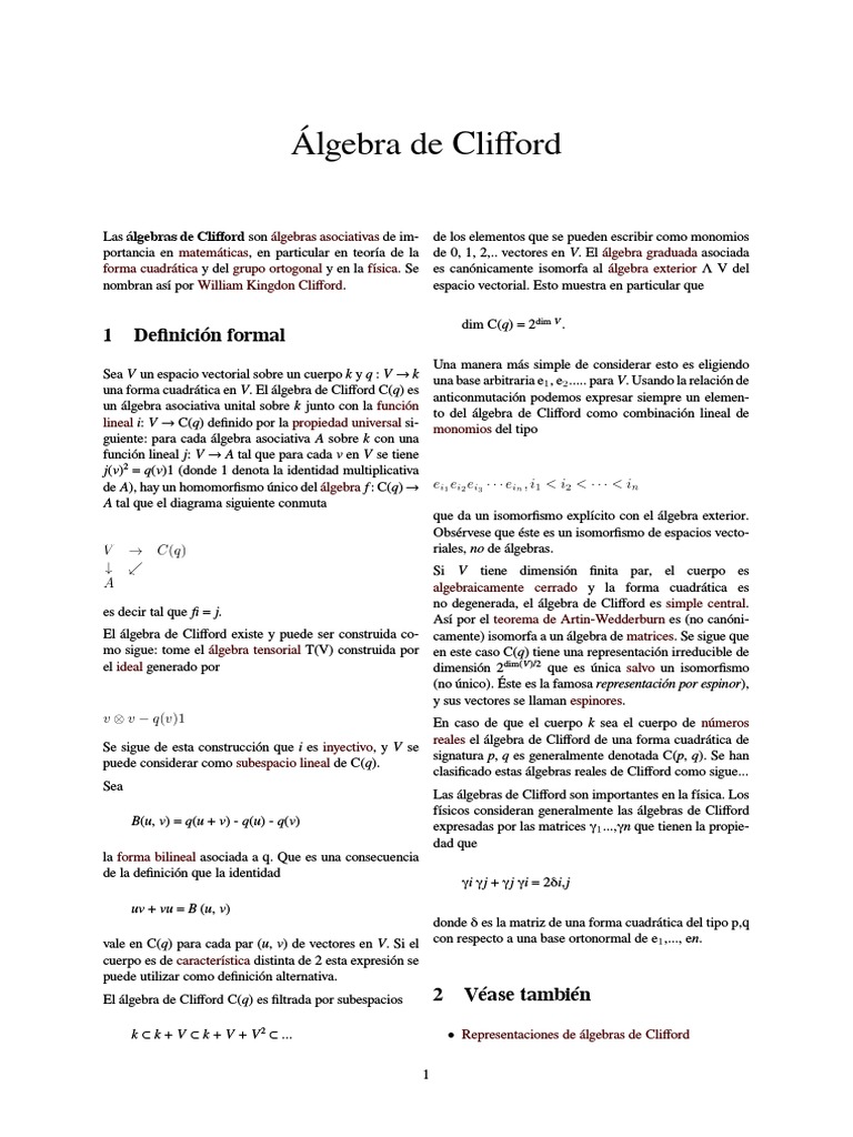 Álgebra de Clifford | PDF | Estructuras algebraicas | Funciones y mapeos
