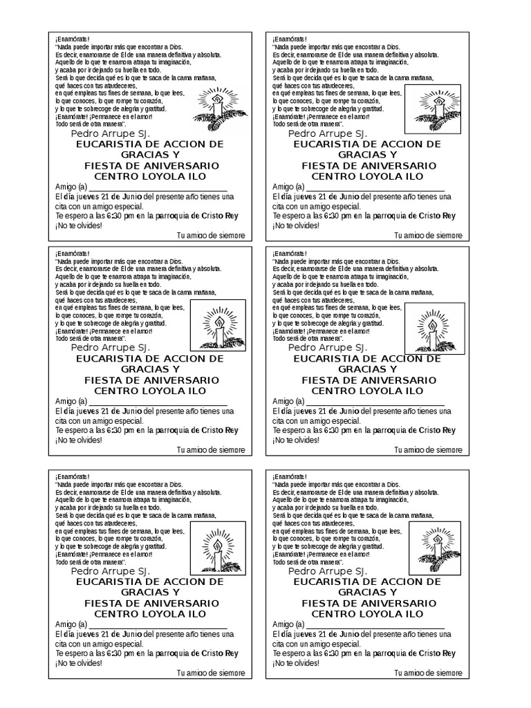 Invitacion A MISA RAI | PDF | Sociedad de jesus | Gratitud