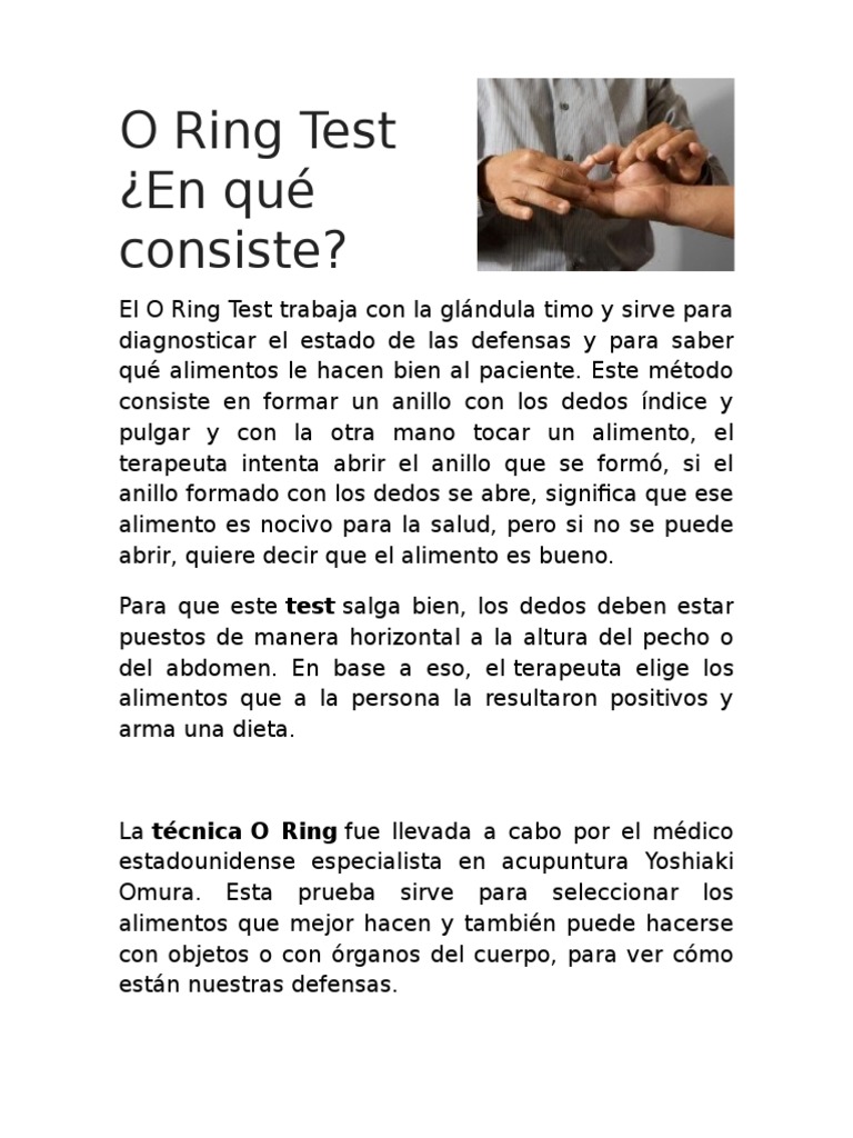 O Ring Test: Diagnóstico de Defensas | PDF | Alimentos | Ciencias de la ...
