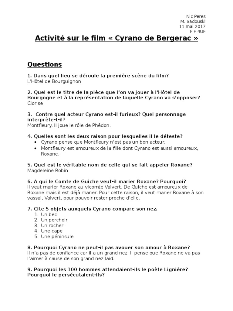 Cyrano de Bergerac | PDF