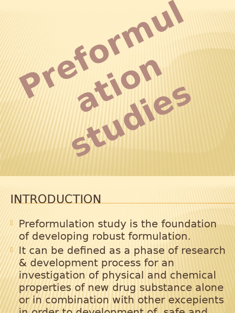 Pre Formulation | PDF | Dissolution (Chemistry) | Solubility