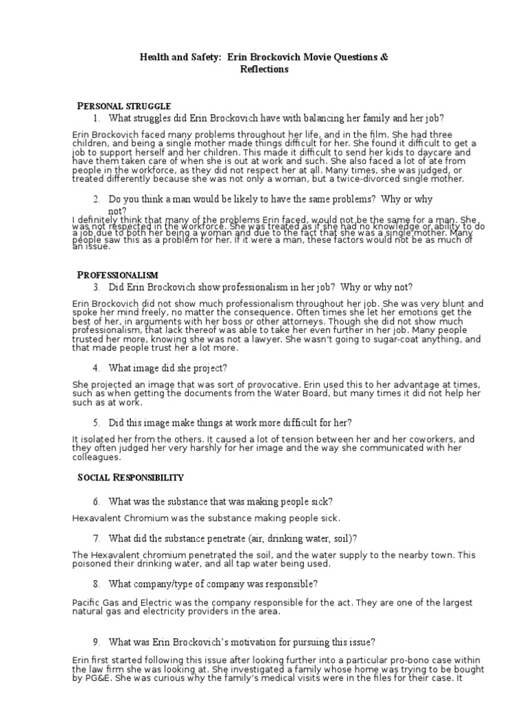 Erin Brockovich Questions | PDF