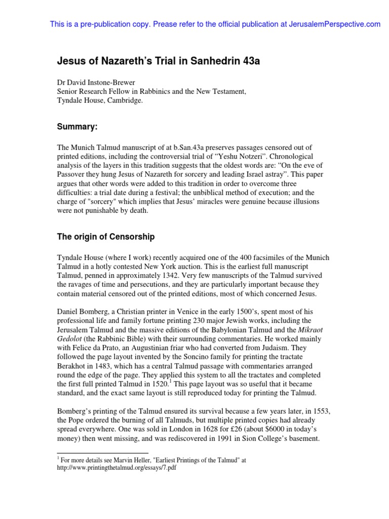 Sanhedrin 43a Censored | PDF | Talmud | Judaism