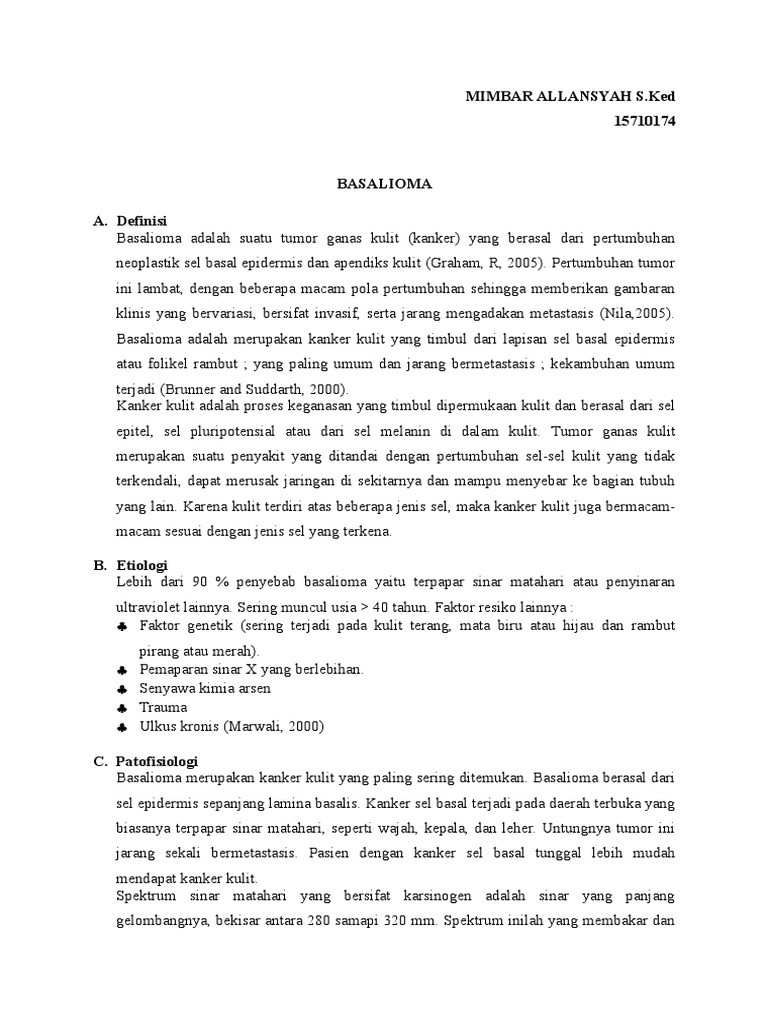 Panduan Lengkap Basalioma Kanker Kulit | PDF