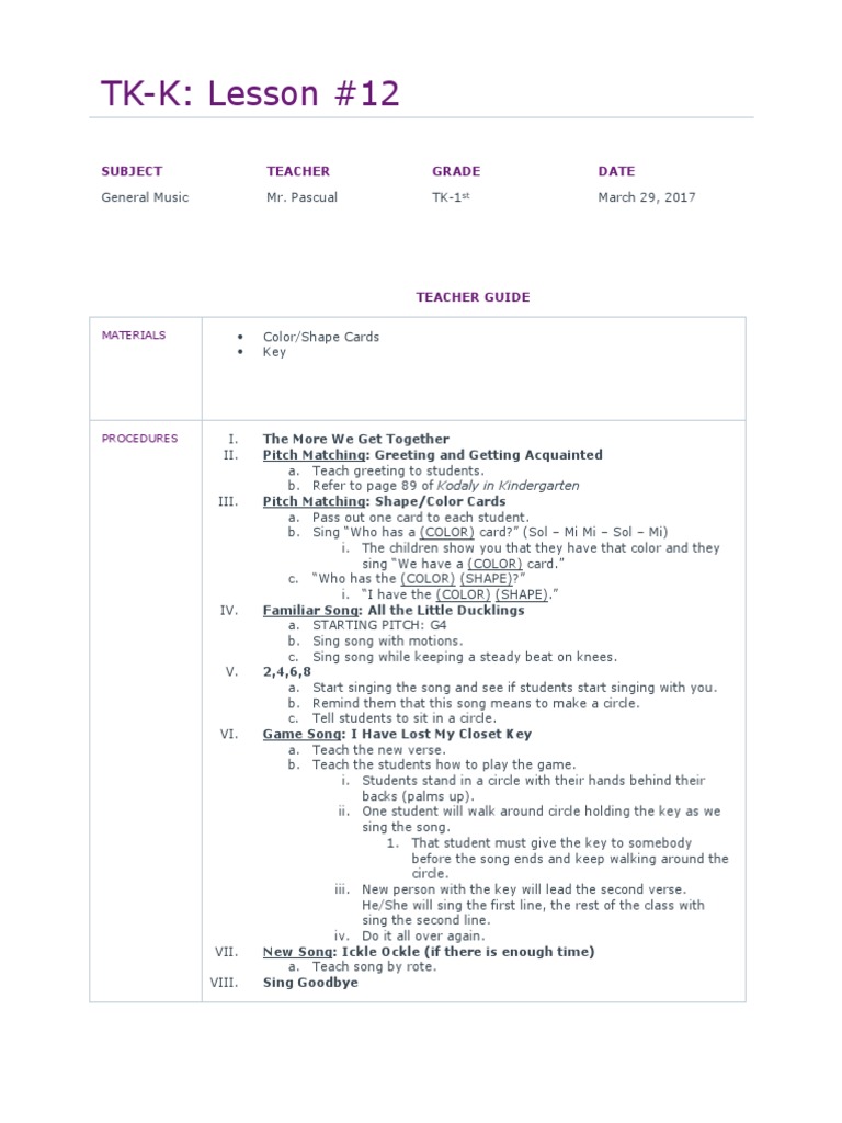 TK-K Lesson 12 | PDF | Entertainment (General) | Teaching And Learning