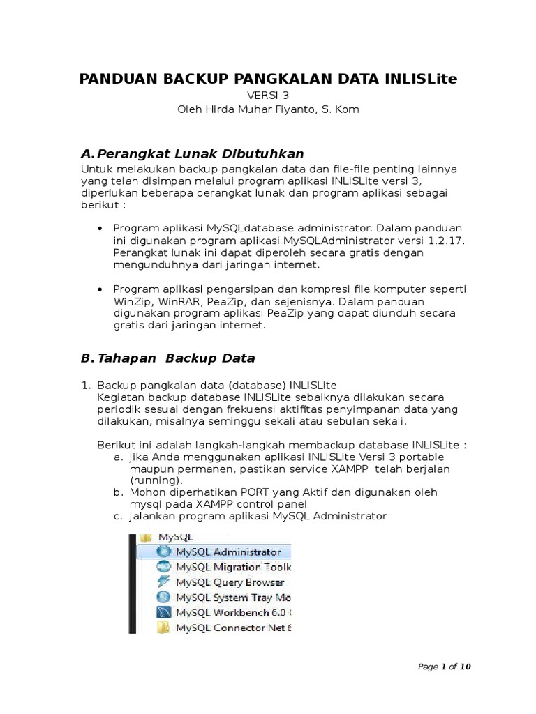 Panduan Backup Data Inlislite v3 | PDF | Bisnis
