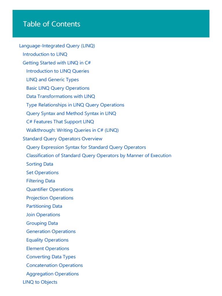 LINQ C# Microsoft Docs | PDF | Language Integrated Query | C Sharp (Programming Language)