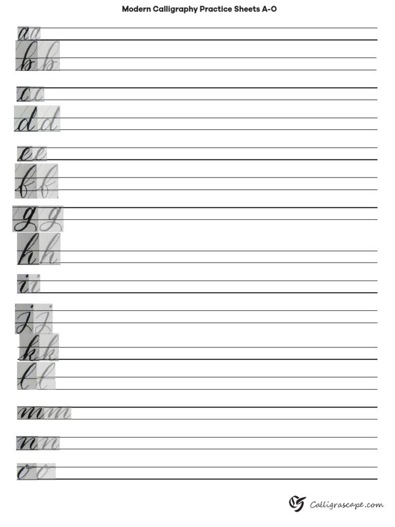 Modern Calligraphy Practice Sheet Lowercase | PDF