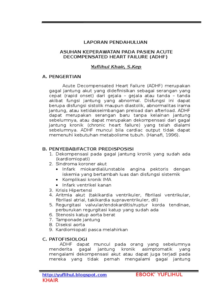 LP Asuhan Keperawatan Pada Pasien Dengan Adhf | PDF