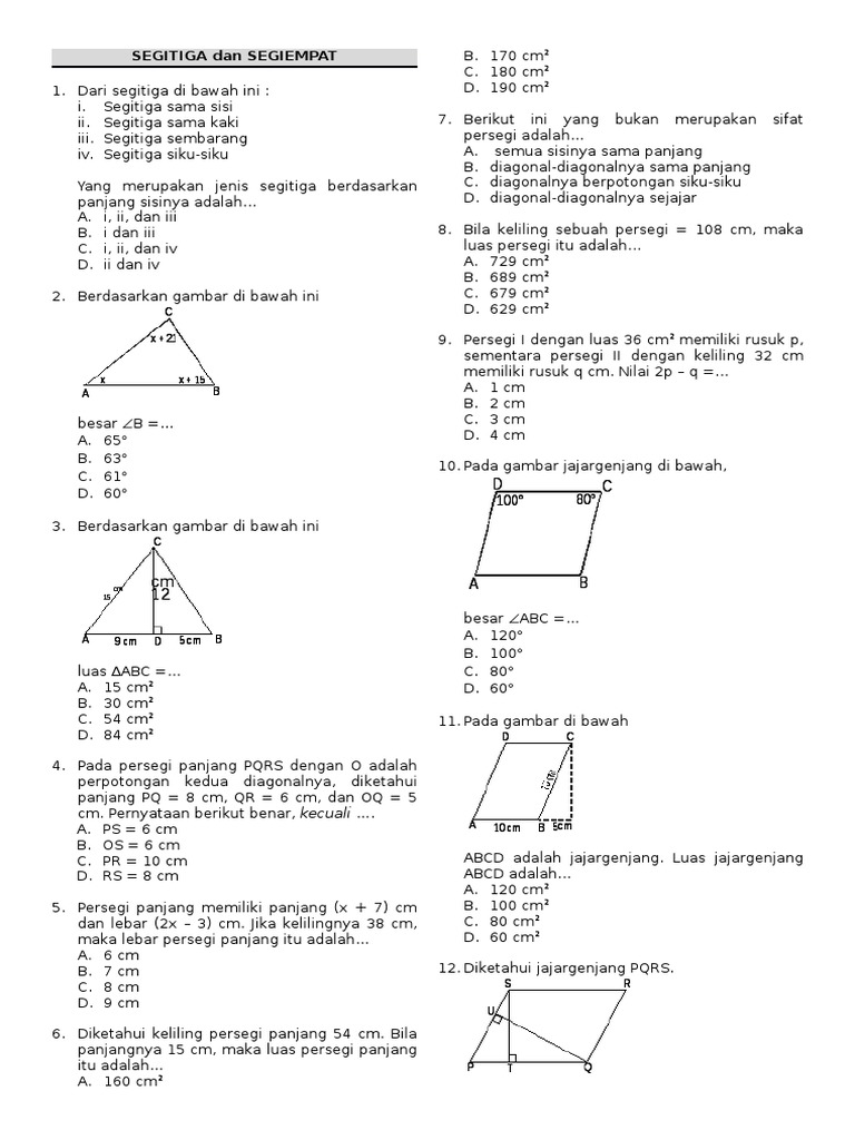 Jenis dan Luas Bangun Datar Matematika | PDF | Metode & Bahan Ajar ...