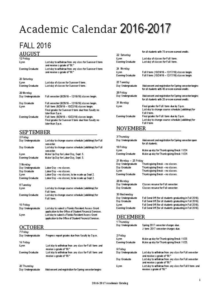 2016 2017 Academic Calendar | PDF | Academic Term | Schools