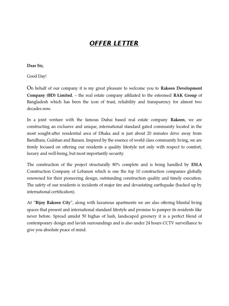 Offer Letter New | PDF | Business
