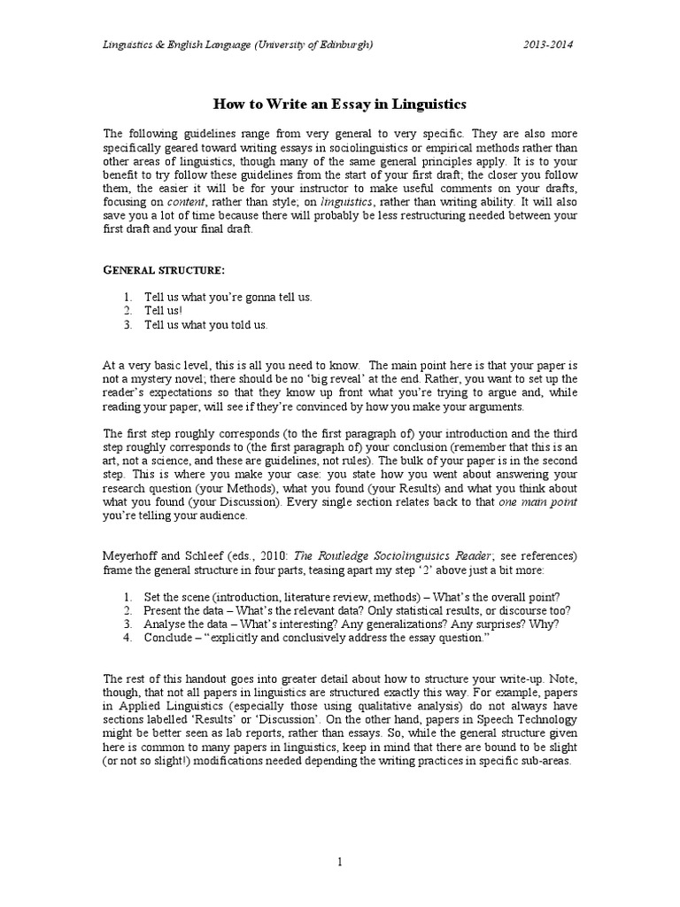 Guide to Writing Linguistics Essays | PDF
