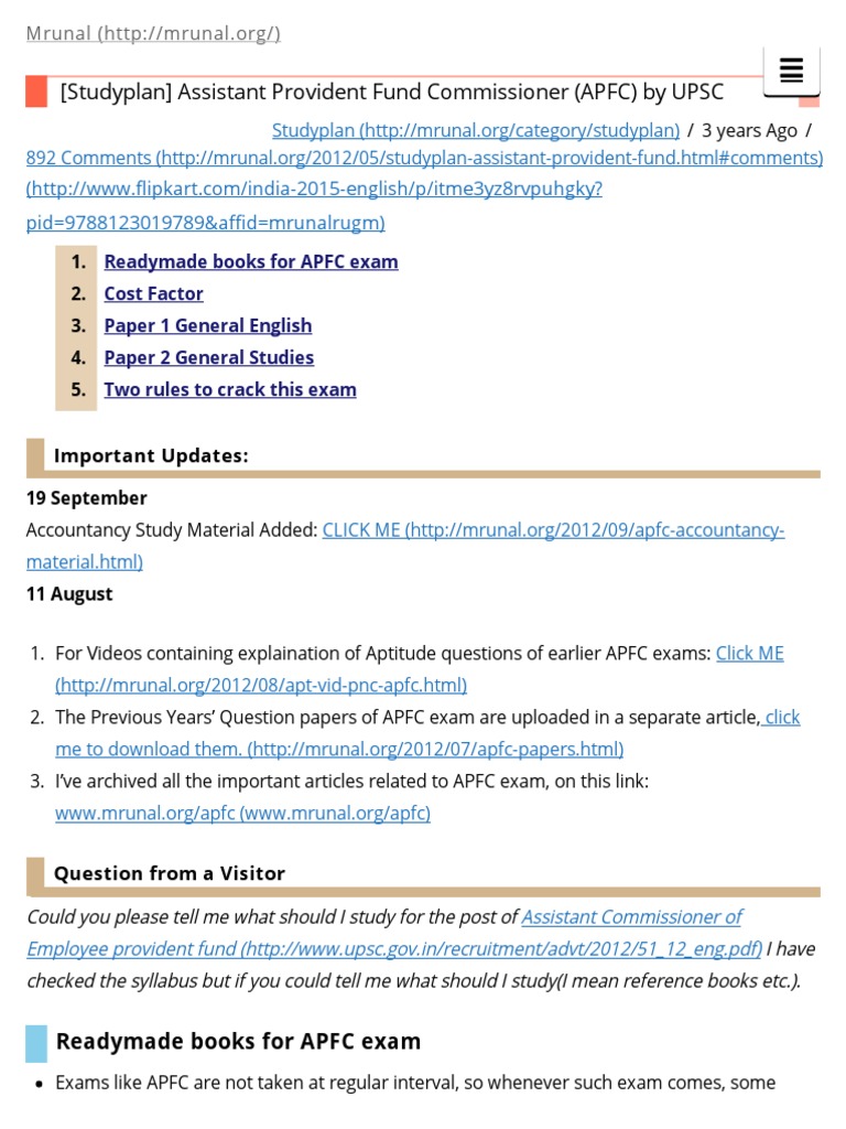 (Studyplan) Assistant Provident Fund Commissioner (APFC) by UPSC ...