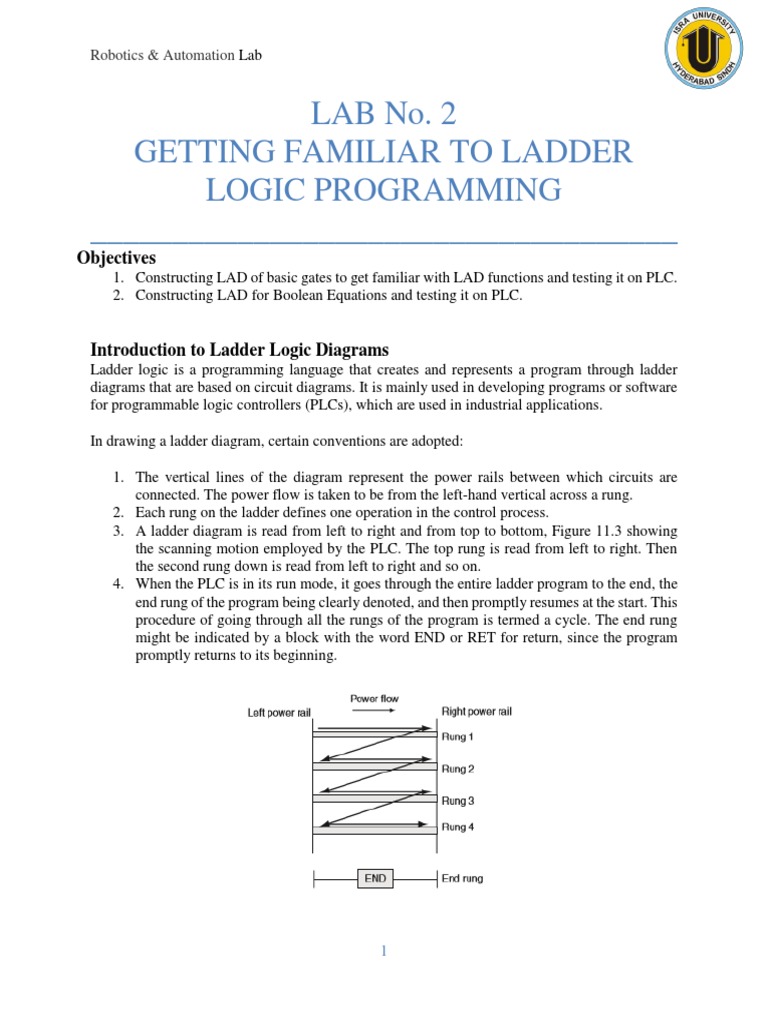 Lab 02 - Getting Familier To Ladder Logic Programming | PDF | Programmable Logic Controller | Switch