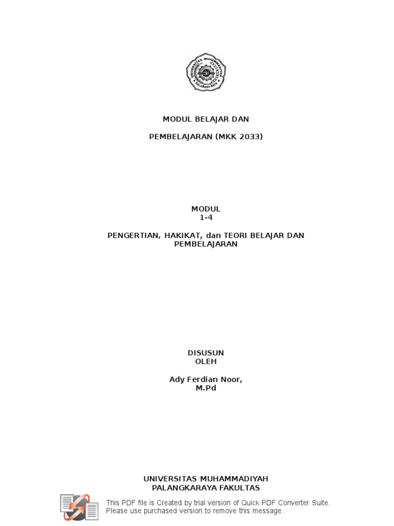 Modul Belajar: Teori dan Hakikat Pembelajaran | PDF | Pengembangan Diri