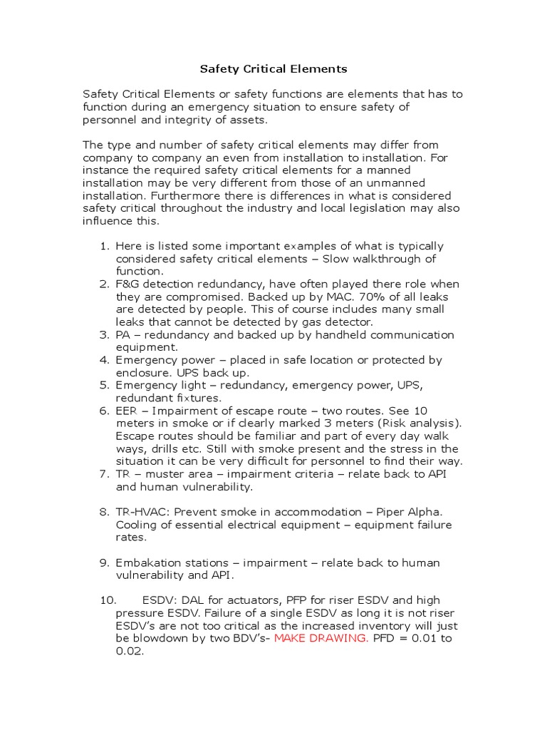 Safety Critical Elements | PDF | Safety | Reliability Engineering