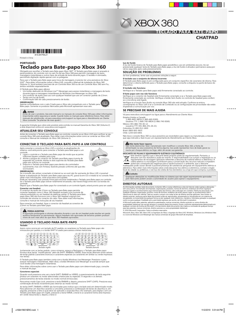 Manual Chatpad XBOX 360 | PDF | Xbox 360 | Microsoft