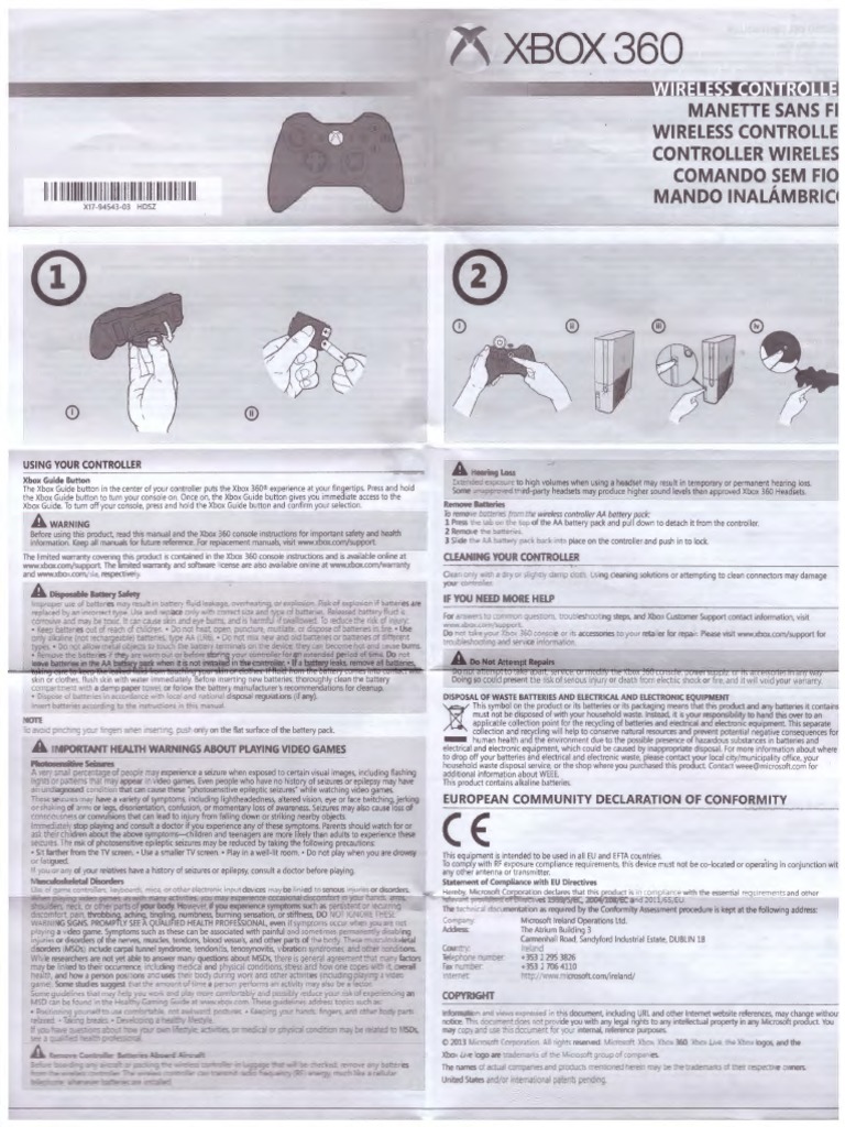 Control Inalámbrico de XBOX 360 Manual Español | PDF | Electronic Waste ...