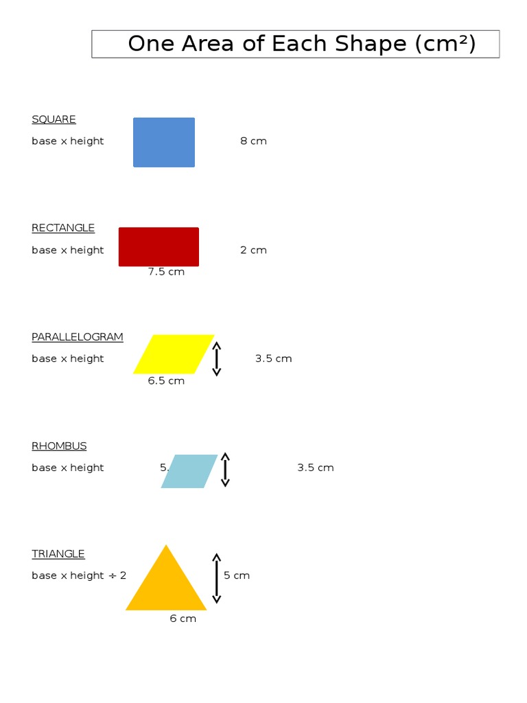 One Area of Each Shape (CM ) : Square Base X Height 8 CM | PDF