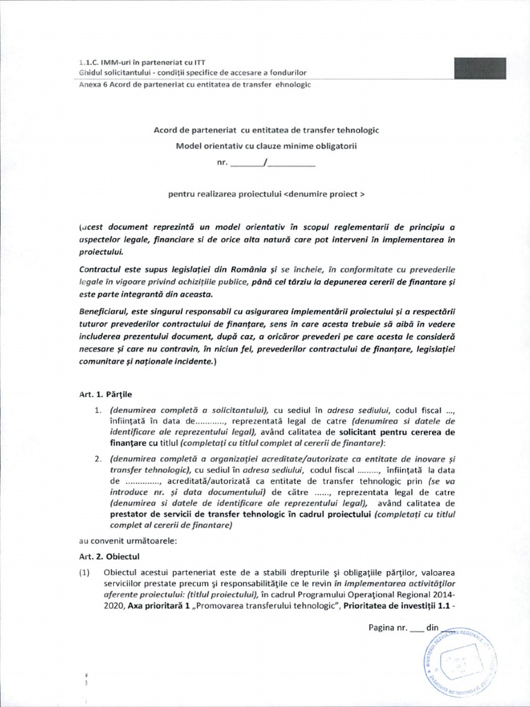 Anexa 6 Acord de Parteneriat | PDF