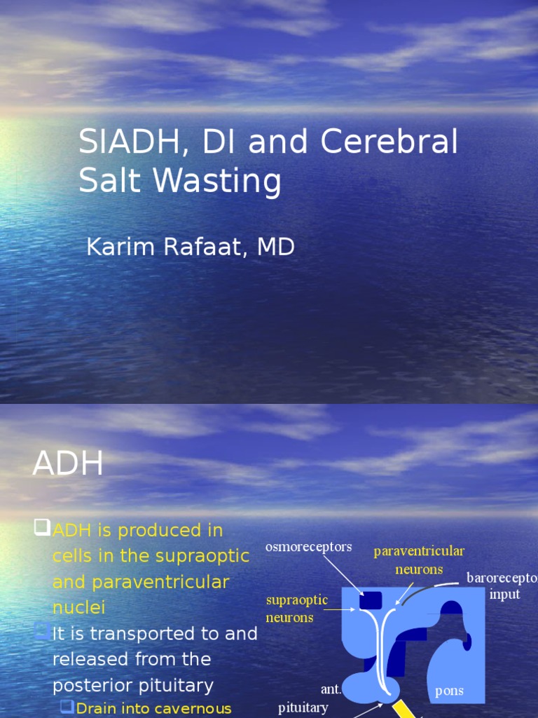 SIADH, DI and Cerebral Salt Wasting: Karim Rafaat, MD | PDF | Clinical ...