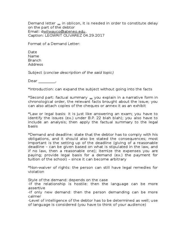 Format for Writing a Demand Letter | PDF | Cheque | Government