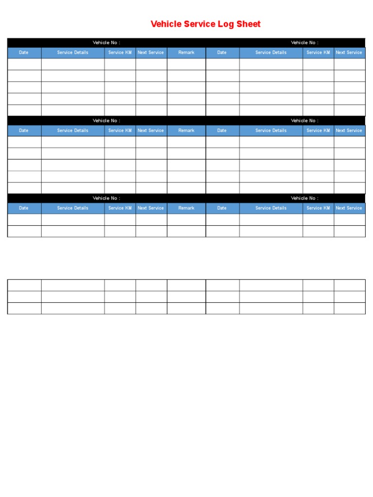Vehicle Service Log Sheet | PDF