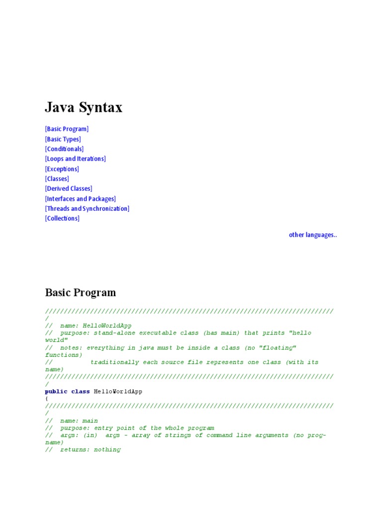 Java Syntax: Basic Program | PDF | Class (Computer Programming) | Concurrent Computing
