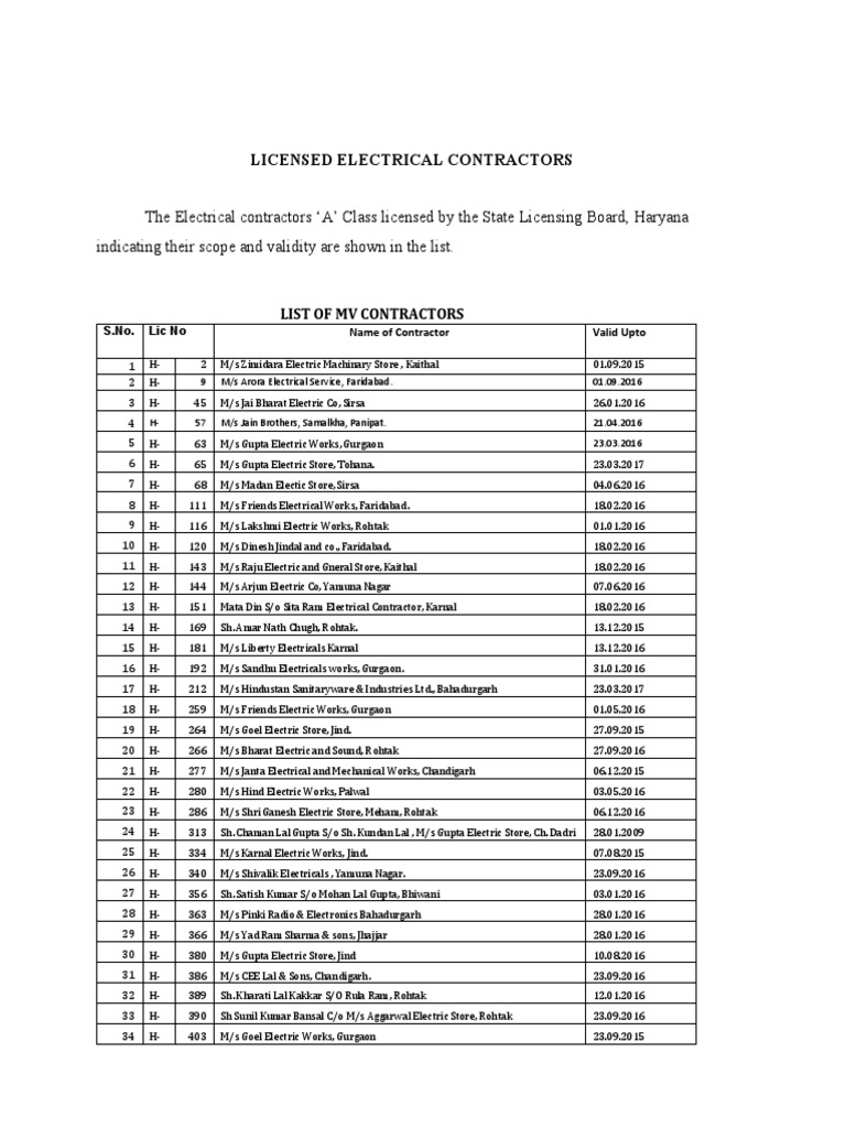 Licensed Electrical Contractor | PDF