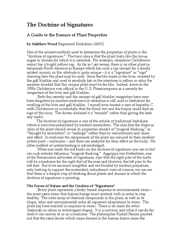 Understanding the Doctrine of Signatures | PDF | Bile | Herbalism