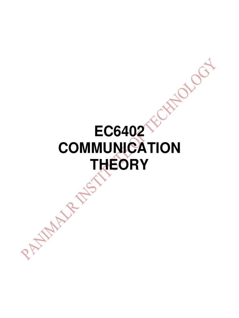 Communication Theory Two Marks | PDF | Frequency Modulation | Detector (Radio)