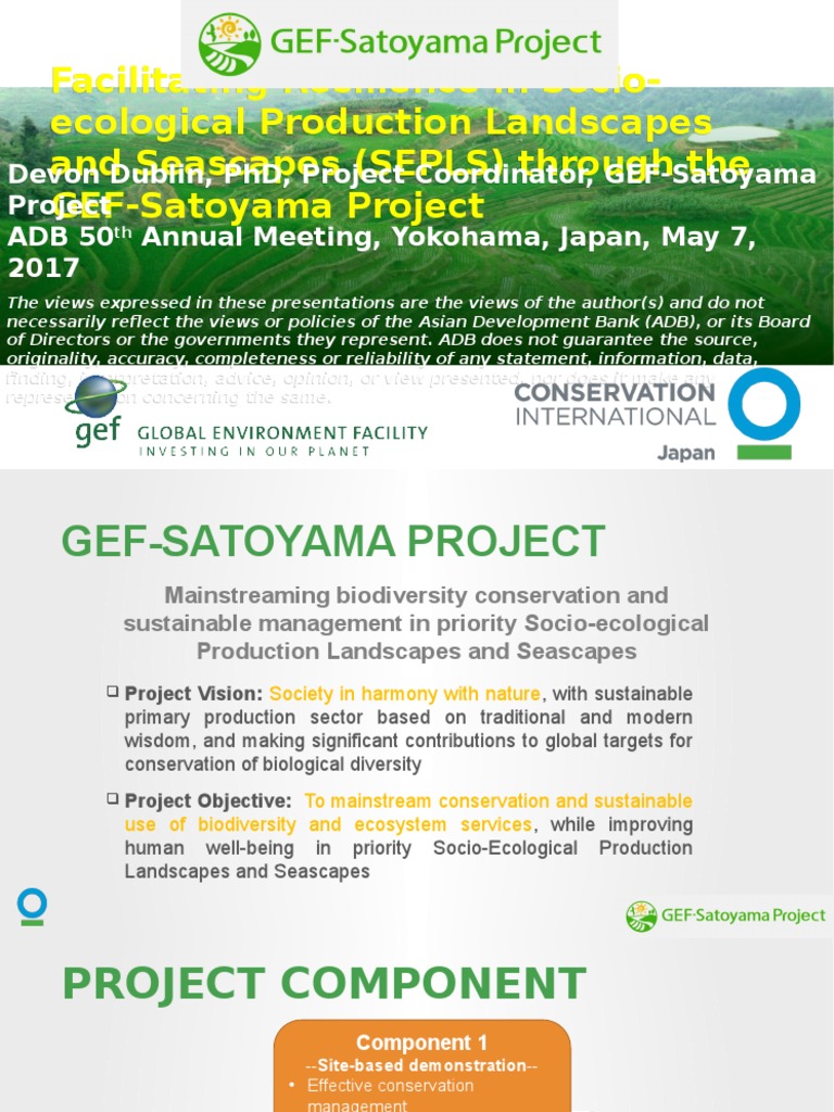 Facilitating Resilience in Socio-Ecological Production Landscapes and ... Facilitating Resilience in Socio-Ecological Production Landscapes and ...