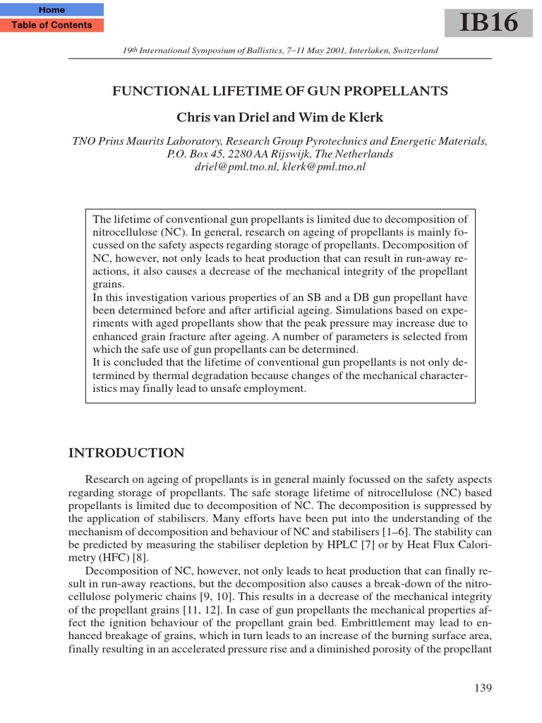 Functional Life Time of Gun Propellants | PDF | Propellant | Explosive ...