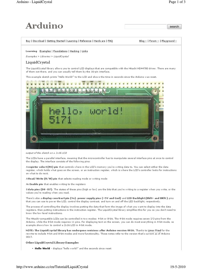 08 - LCD Tutorial | PDF | Liquid Crystal Display | Arduino